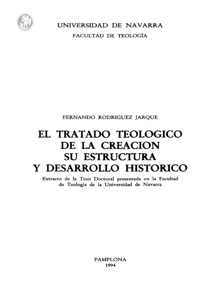 CD TRATADO TEOLOGICO DE LA CREACION SU ESTRUCTURA Y DESARROLLO ...