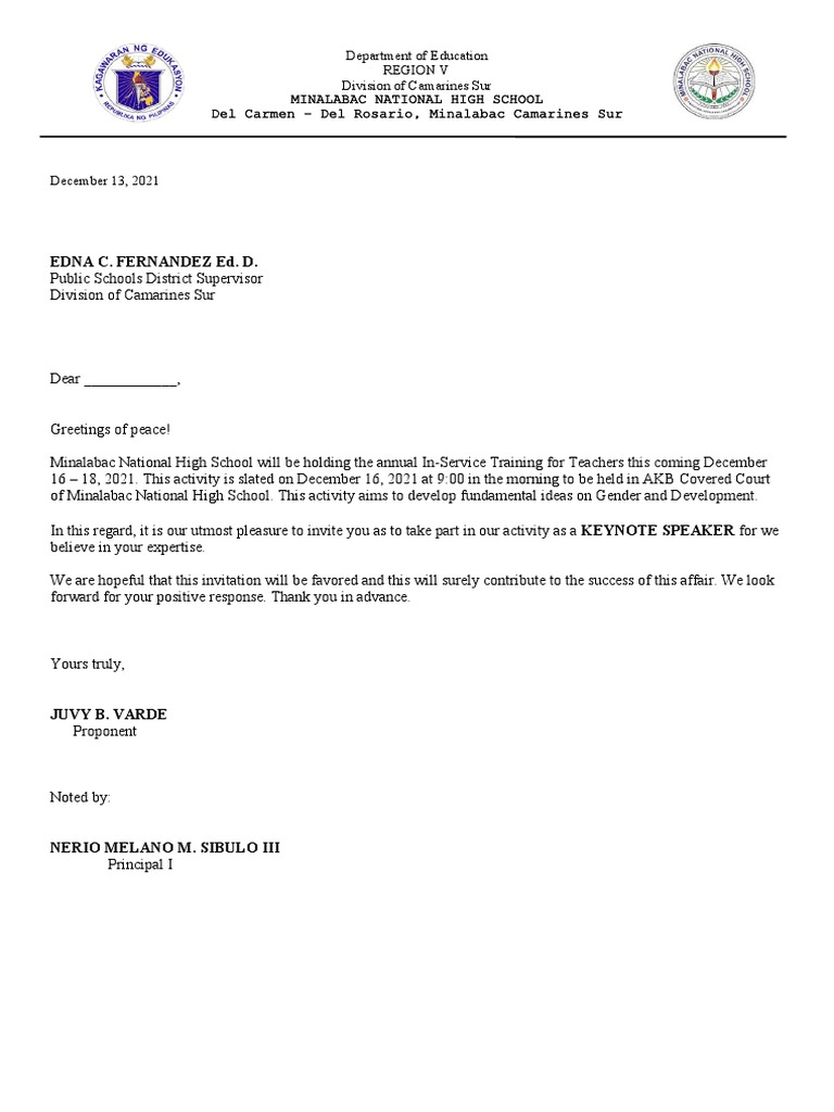 Letter On Invitation INSET | PDF