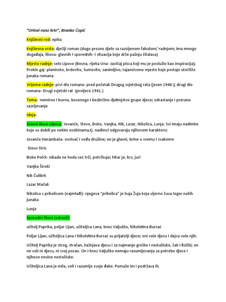 Orlovi Rano Lete | PDF