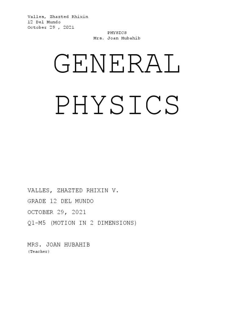 Analyzing Projectile Motion Through Multiple Choice Questions, Diagrams ...