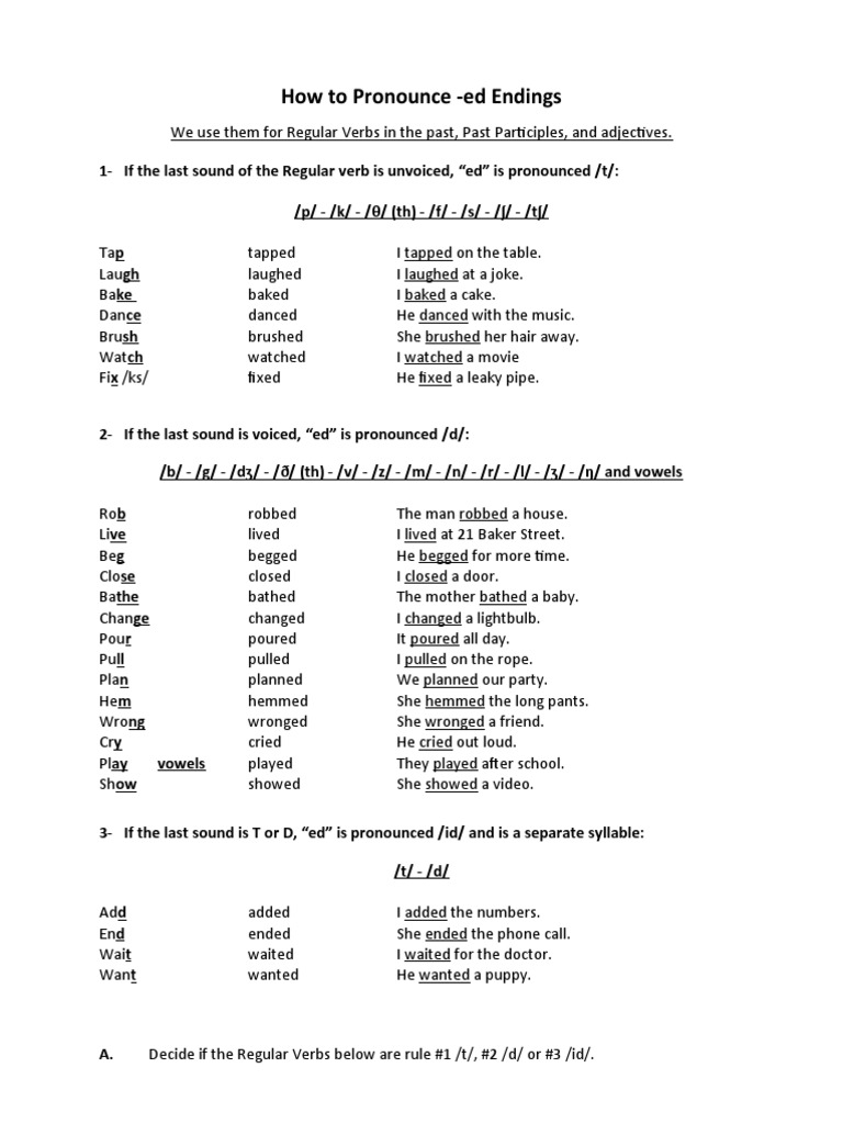 Pronouncing Ed And S Endings Pdf Grammar Syntax