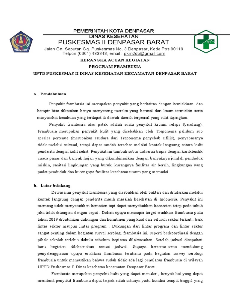 KAK Frambusia 2019 PKM II DB | PDF | Pengembangan Diri