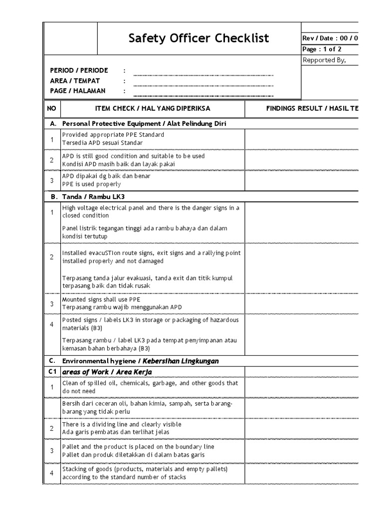 Safety Officer Checklist | PDF