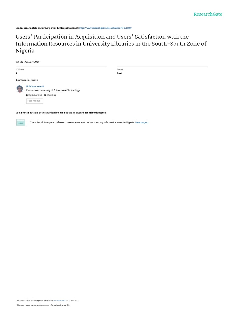Users Participation in Acquisition and Users Satisfaction With The ...