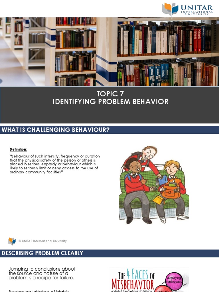 Topic 7 Identifying Problem Behavior | PDF | Behavior | Teachers