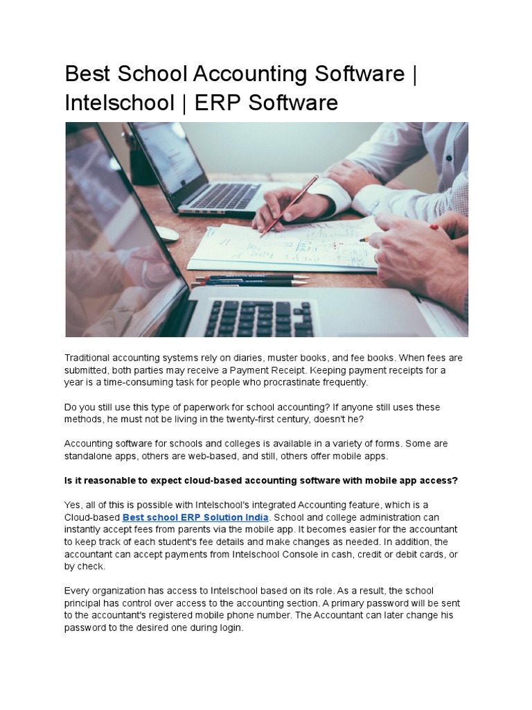 Best School Accounting Software - Intelschool - ERP Software | PDF