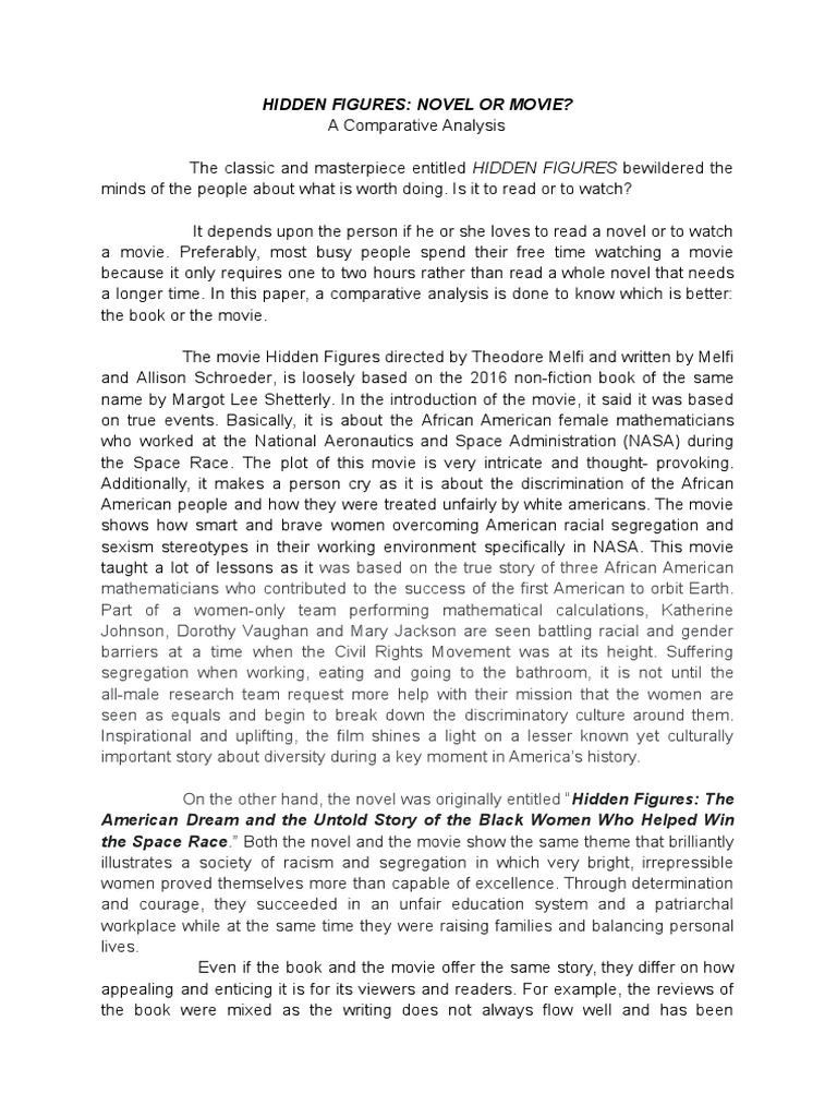 Hidden Figures - Novel or Movie | PDF | Hidden Figures