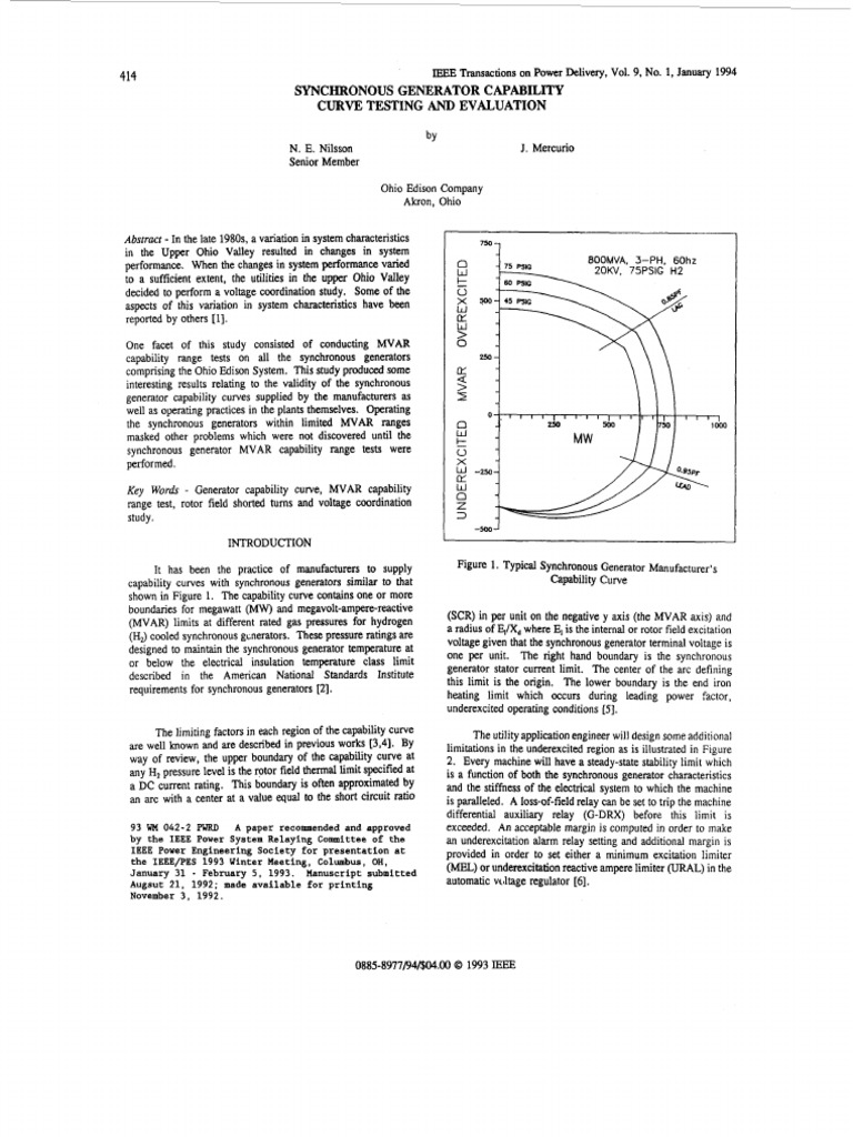 Capability Curve | PDF | Electric Generator | Transformer