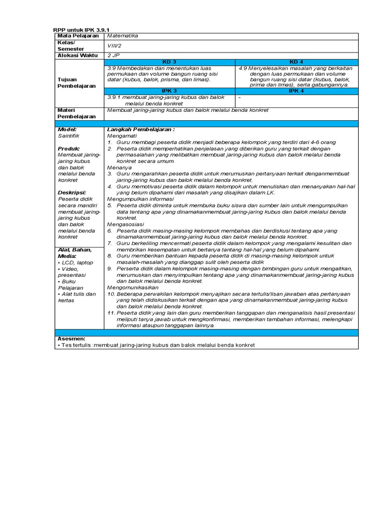 RPP MTK 8 Bab 3 SMT 2 1hal | PDF