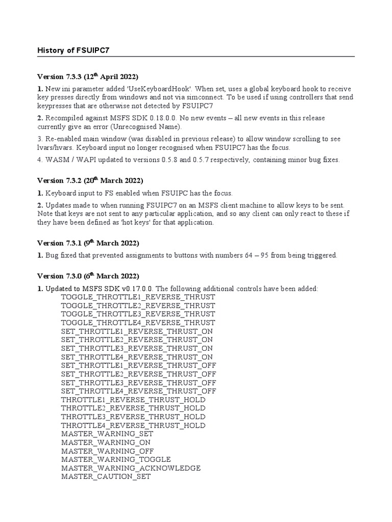 Fsuipc7 History | PDF | Parameter (Computer Programming) | Computer File