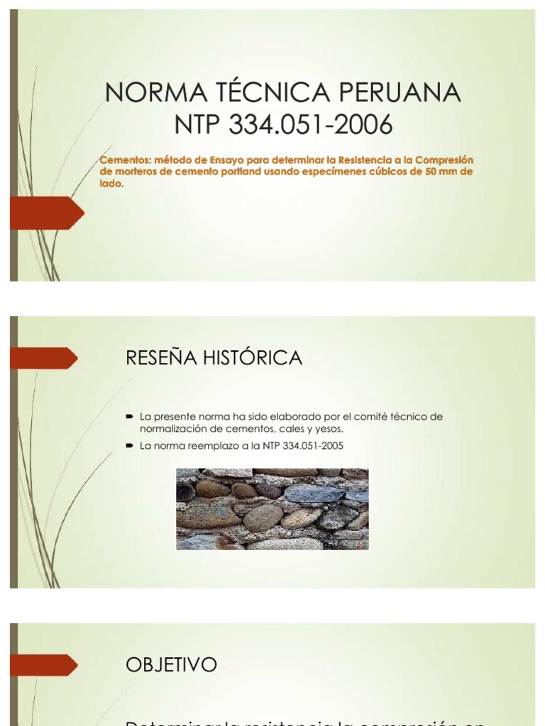 Norma Técnica Peruana NTP 334.051-2006 | PDF | Cemento | Física Aplicada e Interdisciplinaria