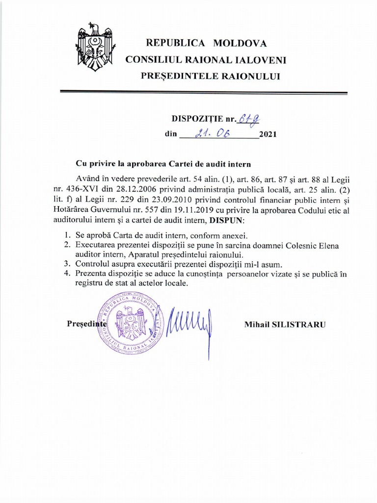 Carta de Audit Intern 2021 | PDF