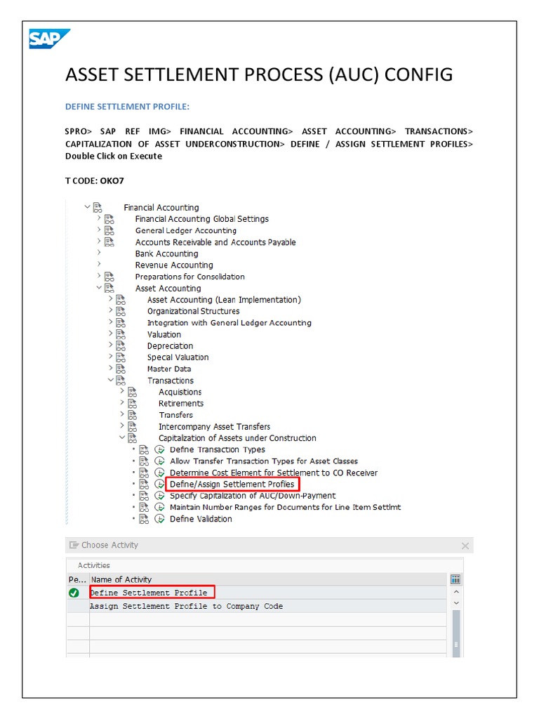 AUC Settlement Process in SAP Configuration | PDF | Computers