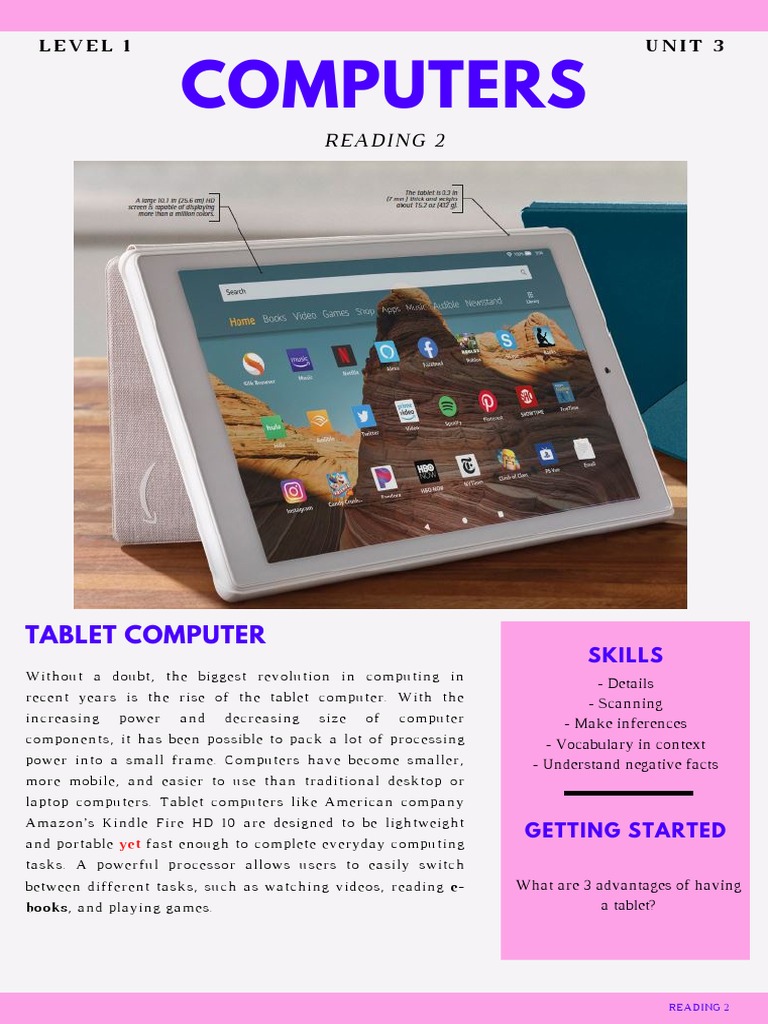 Unit 3, Reading 2 | PDF | Tablet Computer | Amazon Kindle