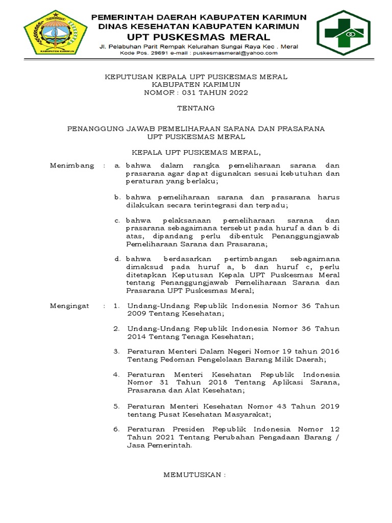 SK PJ Sarpras | PDF | Teknologi & Rekayasa