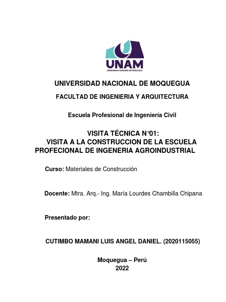 Cutimbo Luis Informe 01 | PDF | Ingeniería | Materiales de construcción