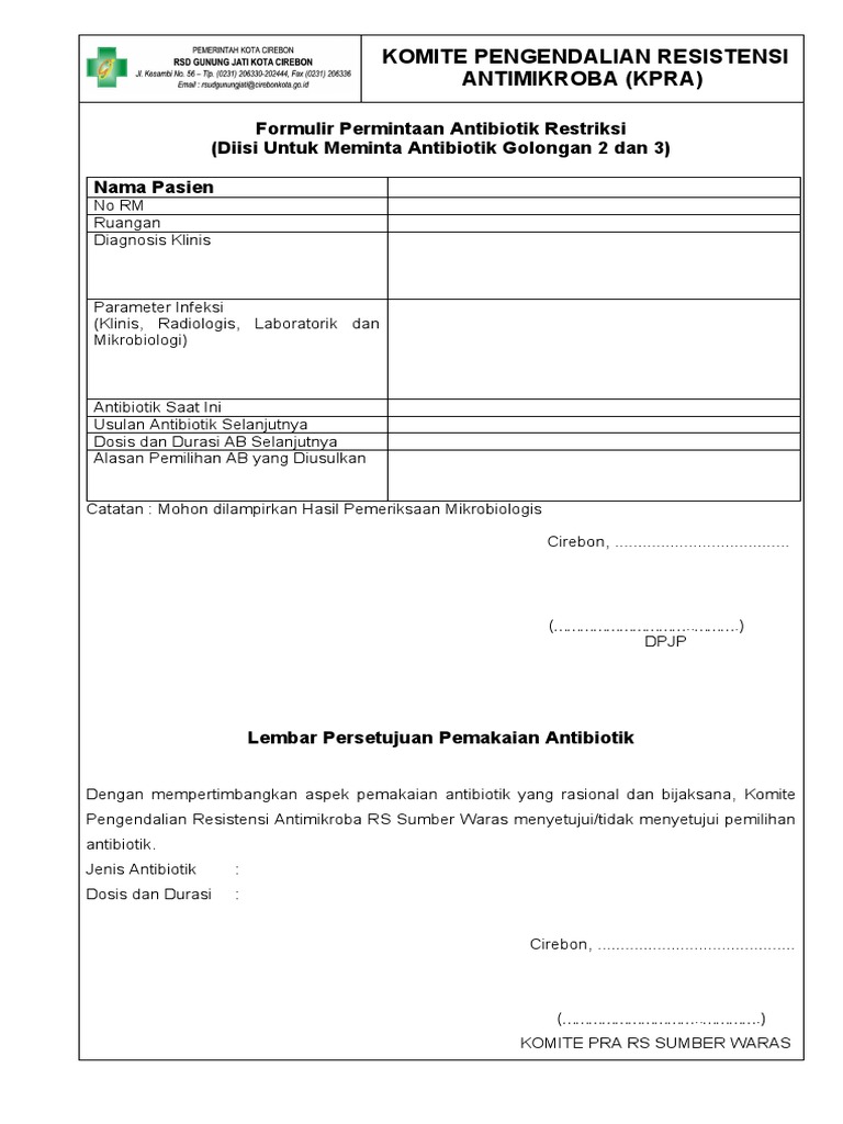 Form Permintaan Obat Restriksi 2020 | PDF
