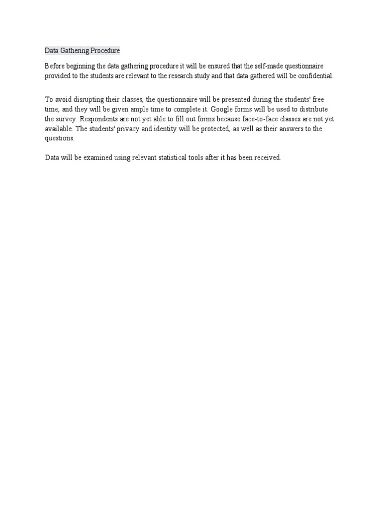 Data Gathering Procedure | PDF