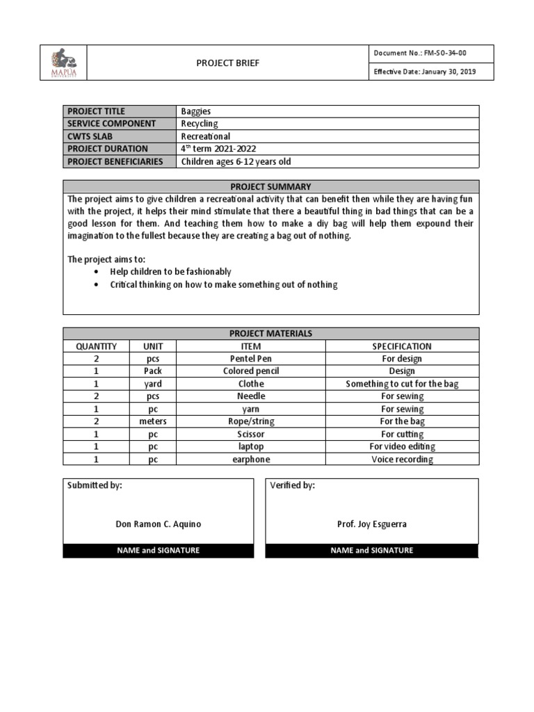 CWTS103 - Project Brief - AM25 - Aquino | PDF