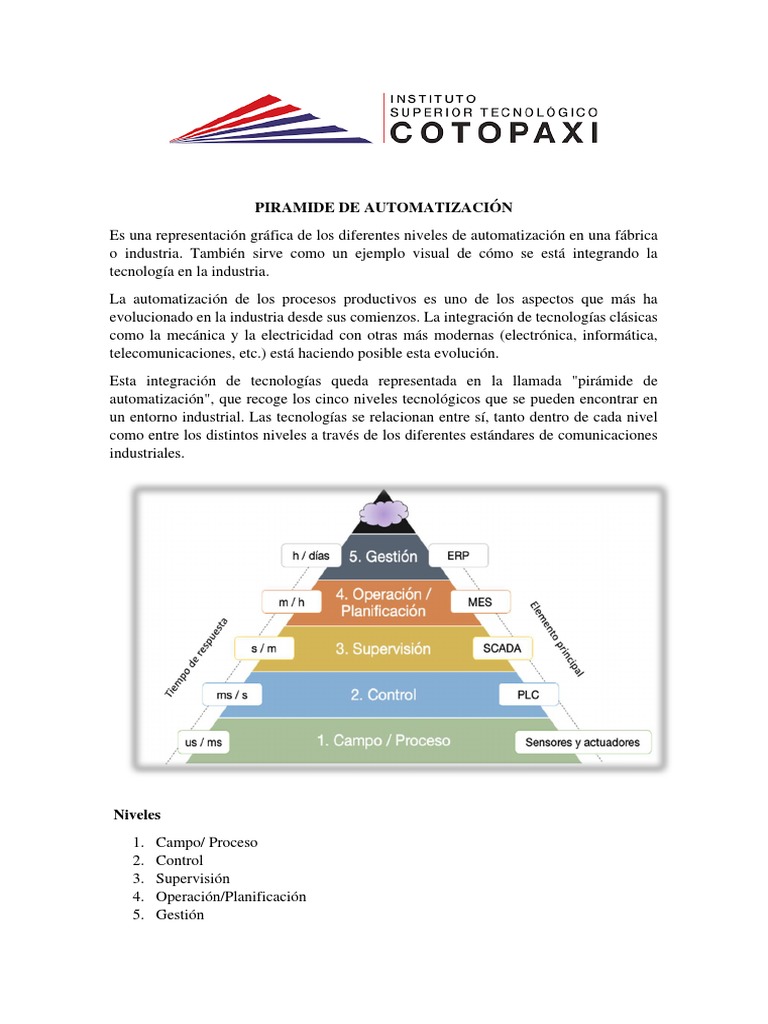 Piramide de Automatización | PDF | Planificación de recursos ...