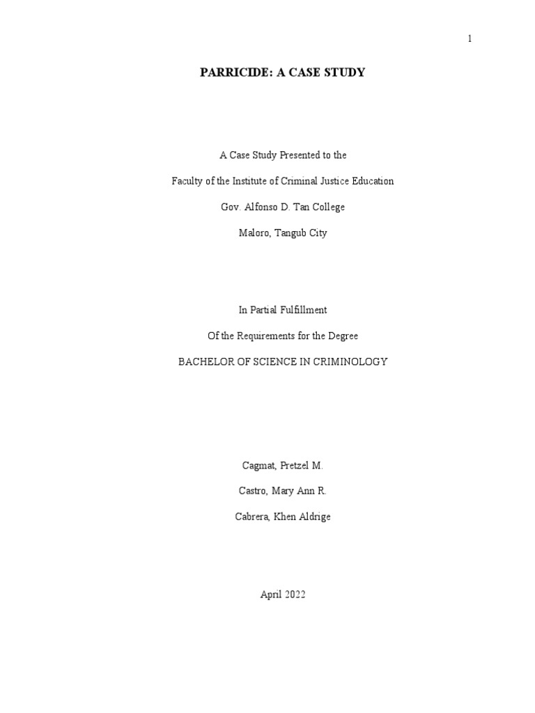 Understanding Parricide: Case Studies | PDF | Shame | Crime & Violence