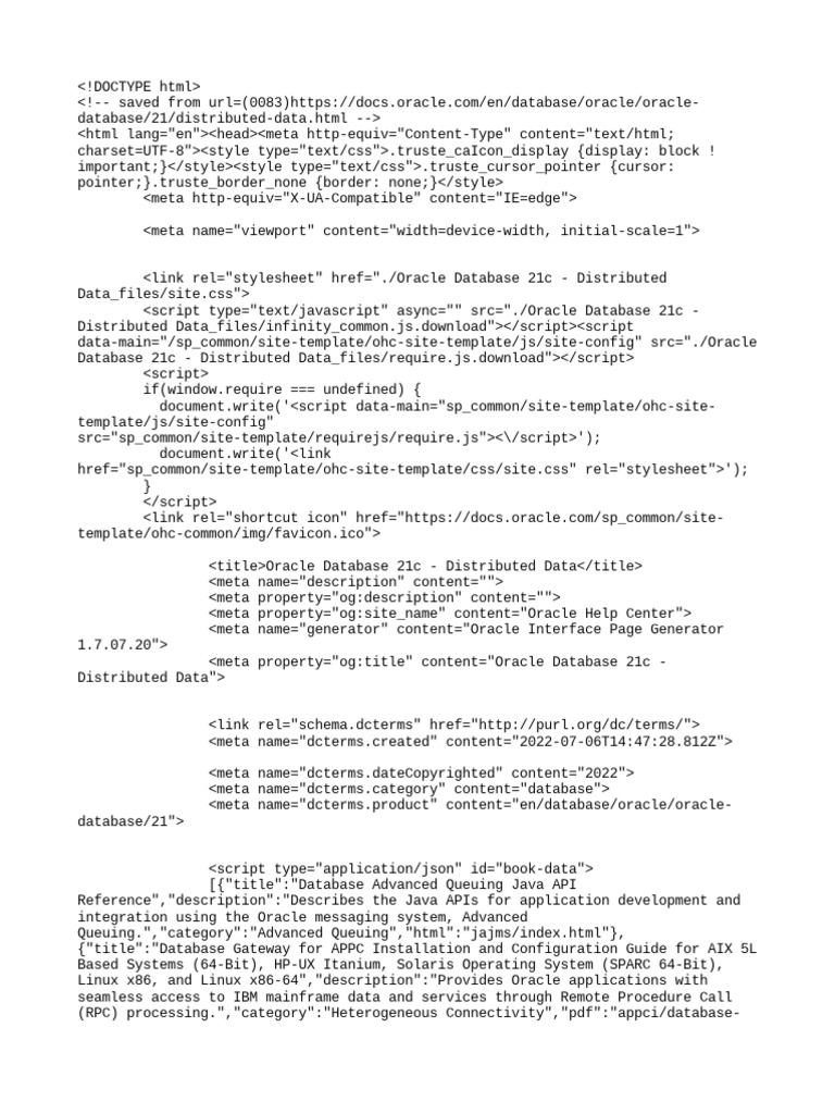 Oracle Database 21c - Distributed Data | PDF | Databases | Oracle Corporation