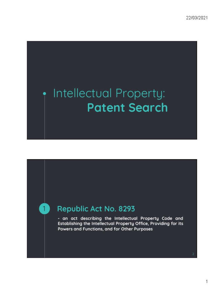 Intellectual Property: Patent Search: Republic Act No. 8293 | PDF ...