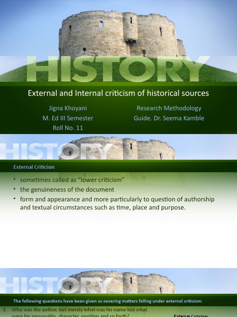 External and Internal Criticism of Historical Sources - Research ...