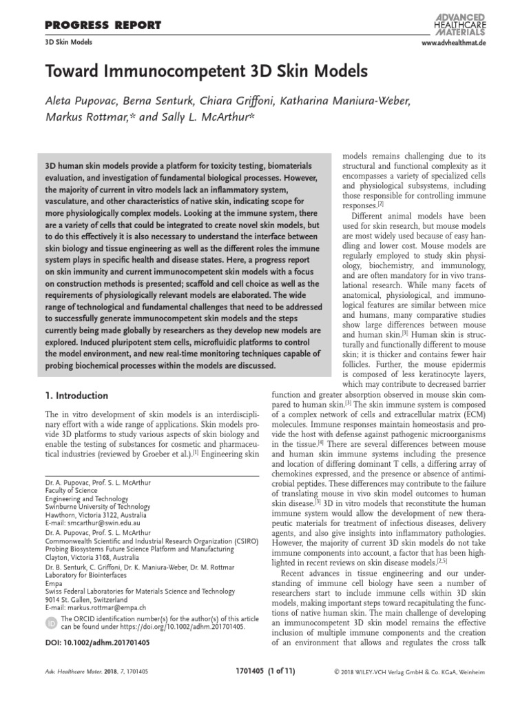 2019 Toward Immunocompetent 3D Skin Models | PDF | Macrophage | Skin