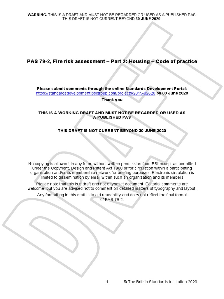 PAS 79-2 - Draft For Public Comment | PDF | Fire Safety | Risk