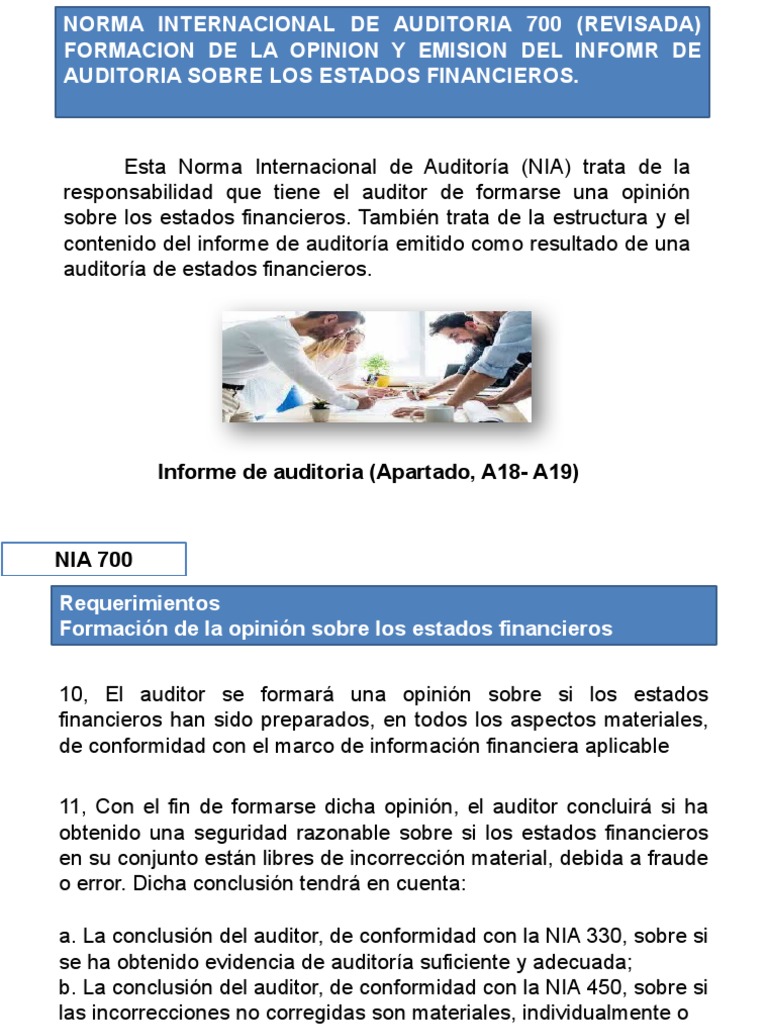 Norma Internacional de Auditoría 700 (Revisada): Formación de la ...