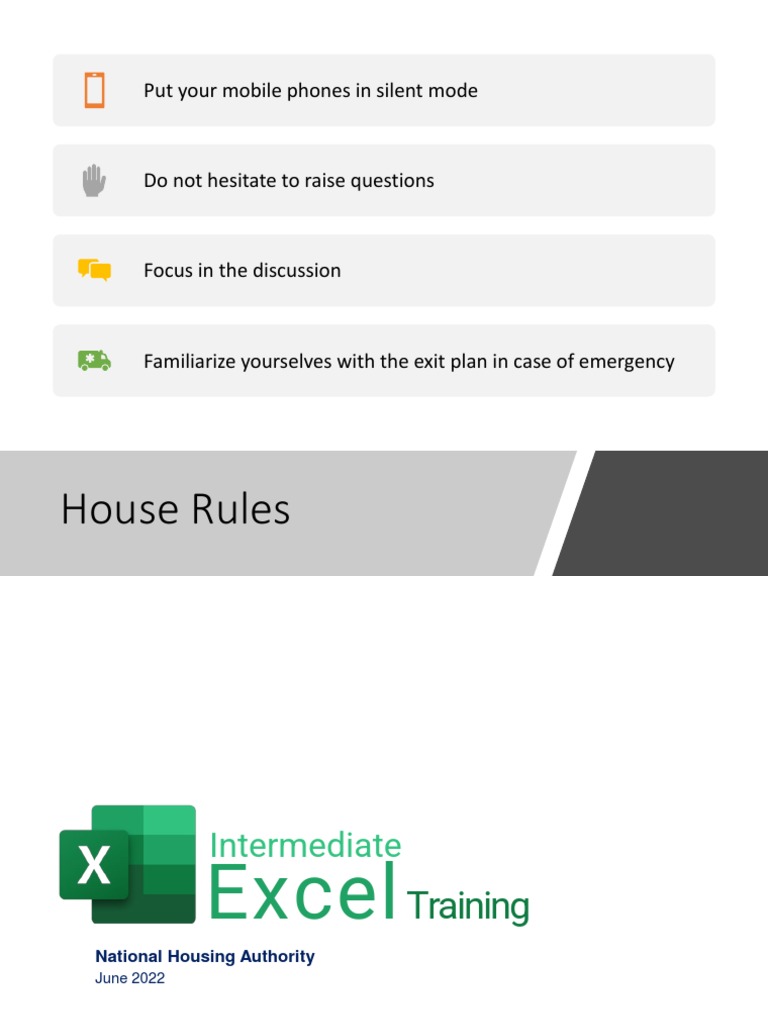 Excel Training Deck (Basic To Intermediate Level) | PDF | Microsoft Excel | Spreadsheet
