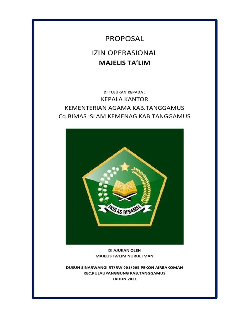 Contoh Proposal Permohonan Sio Majelis Ta, Lim | PDF
