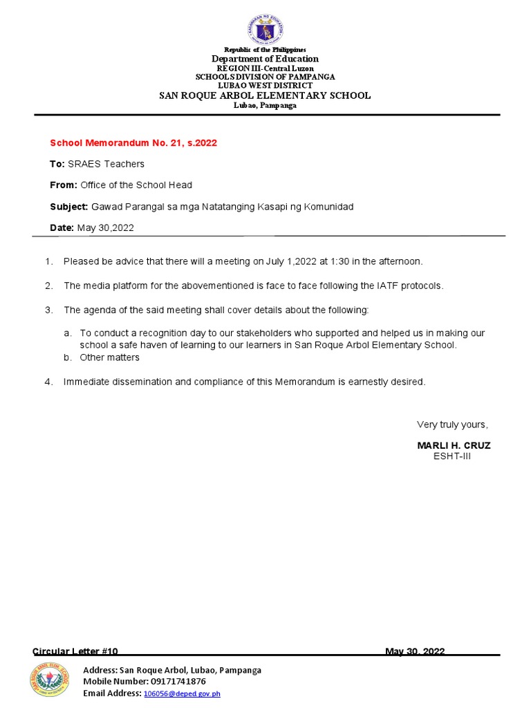 Stakeholder Recognition Day Memo | PDF