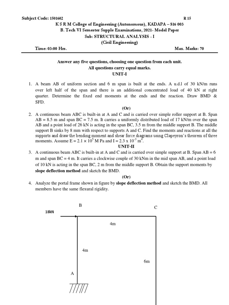 B.Tech Civil Engineering Model Papers | PDF | Bearing (Mechanical ...