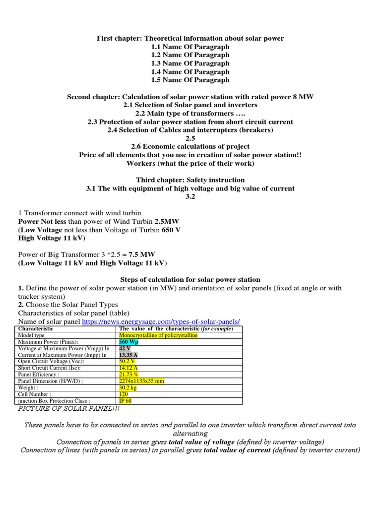 2022 Steps of Calculation For Solar Power Station | PDF | Power ...