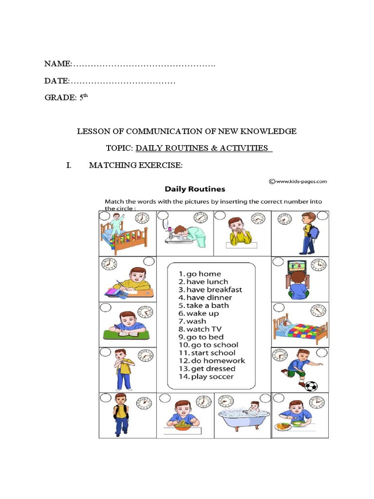 Daily Routines Activities for Grade 5 | PDF | Foreign Language Studies ...