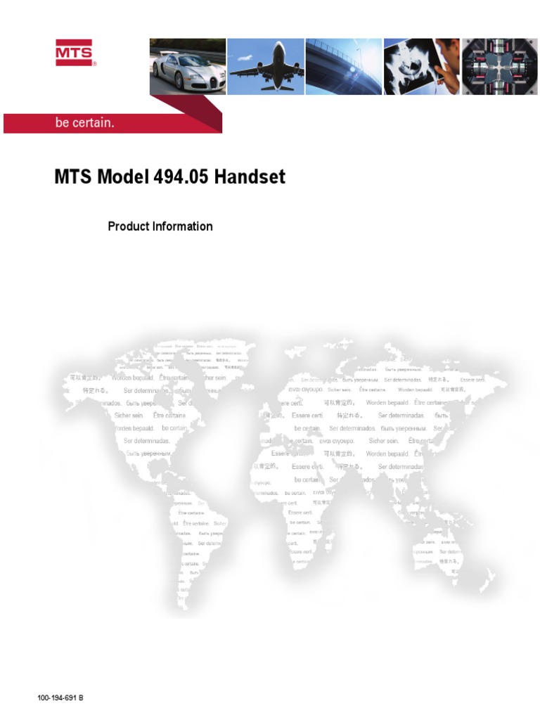 MTS Model 494.05 Handset: Be Certain | PDF | Actuator | Trademark