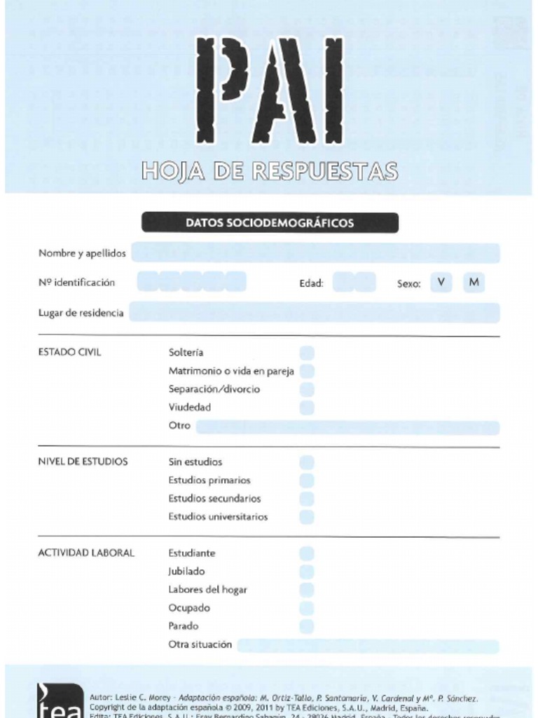 Hoja Respuestas PAI | PDF