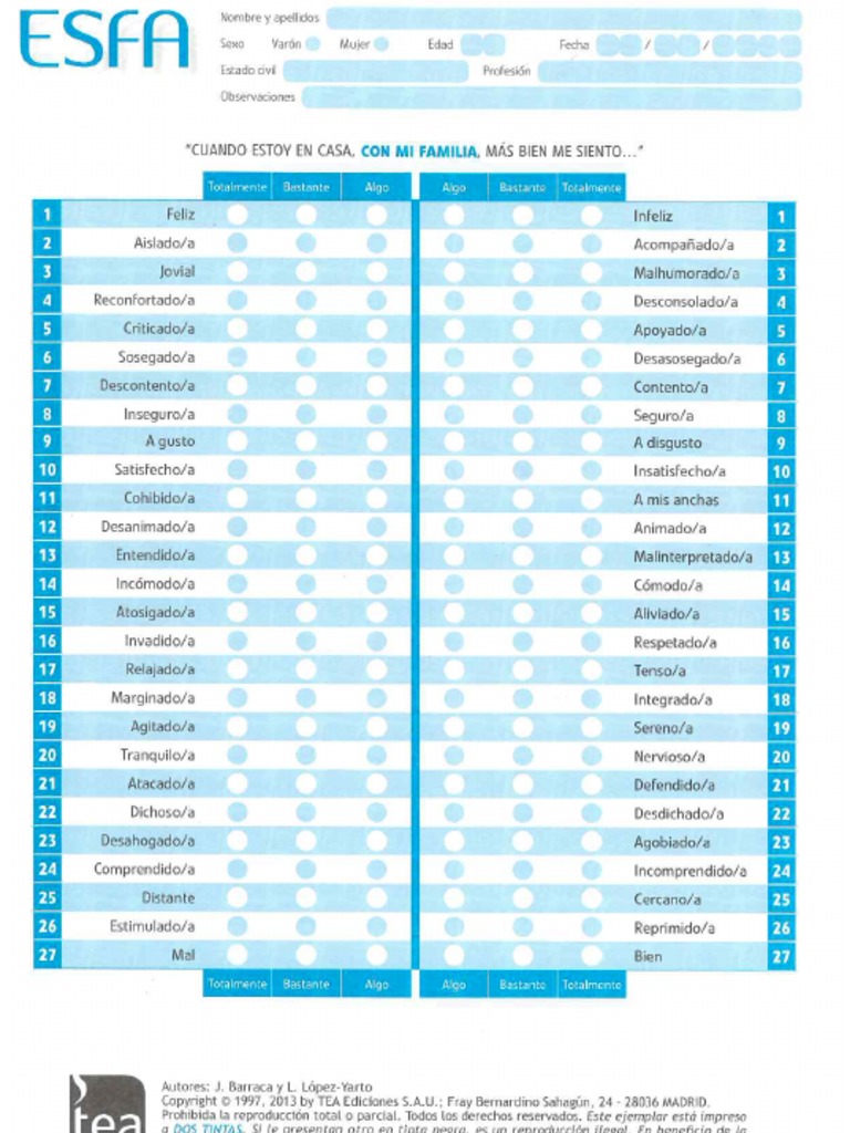Qüestionario Hoja de Respuestas I Soluciones ESFA | PDF