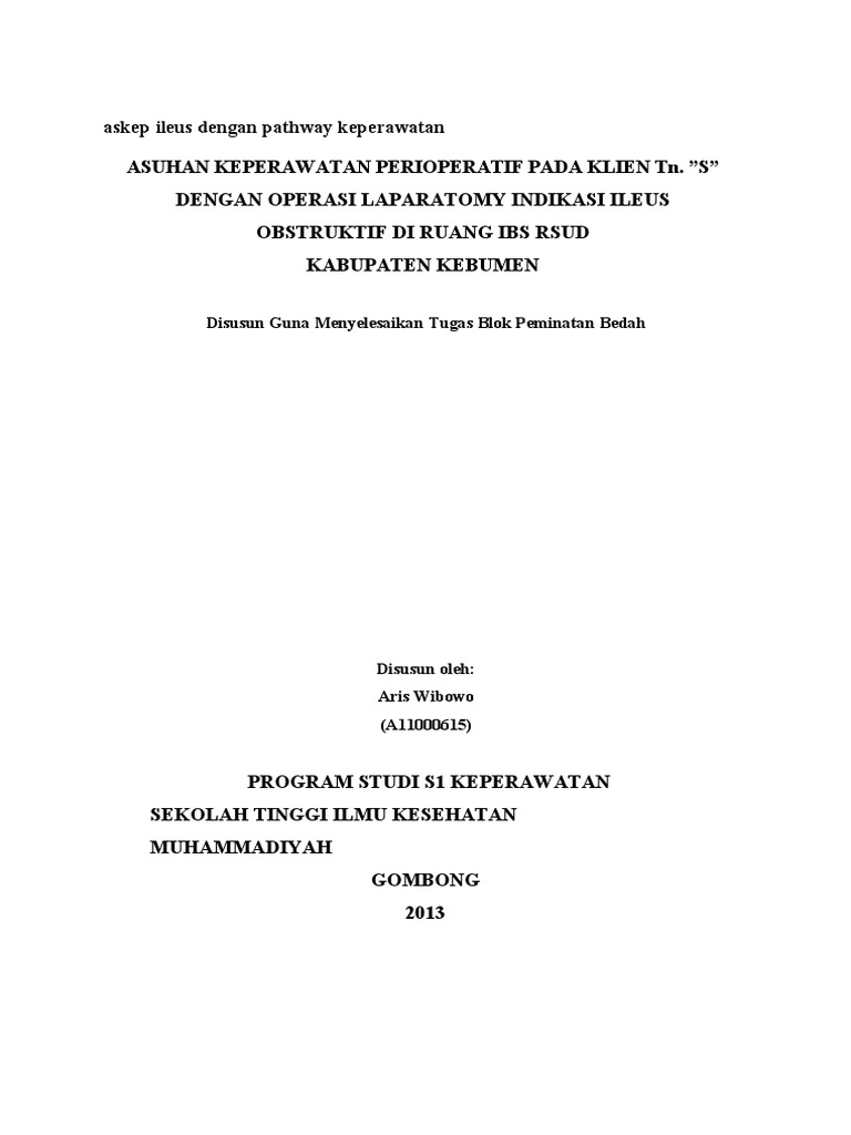 Askep Ileus Dengan Pathway Keperawatandocx PDF Free | PDF