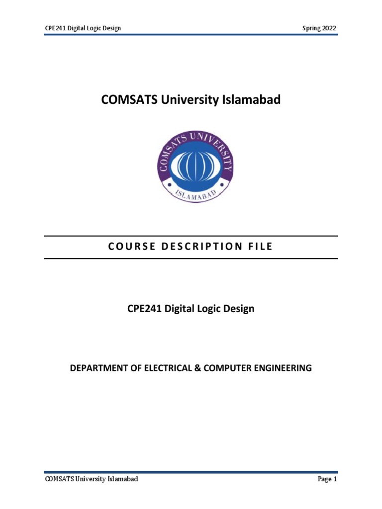 CPE241 Digital Logic Design Course Description | PDF | Logic Synthesis ...