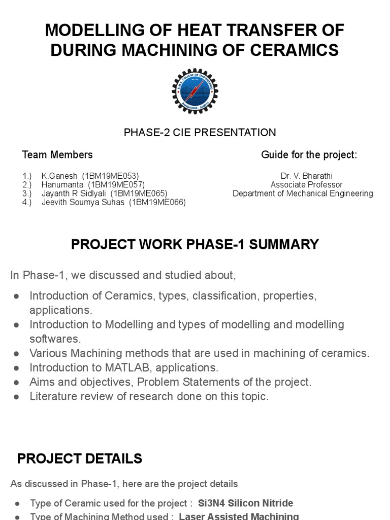 Draft MINI PROJECT WORK P-2 PRESENTATION | PDF | Machining | Ceramics