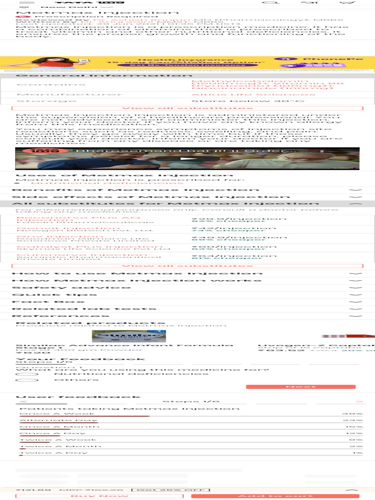 Metmax Injection View Uses, Side Effects, Price and Substitutes 1mg | PDF