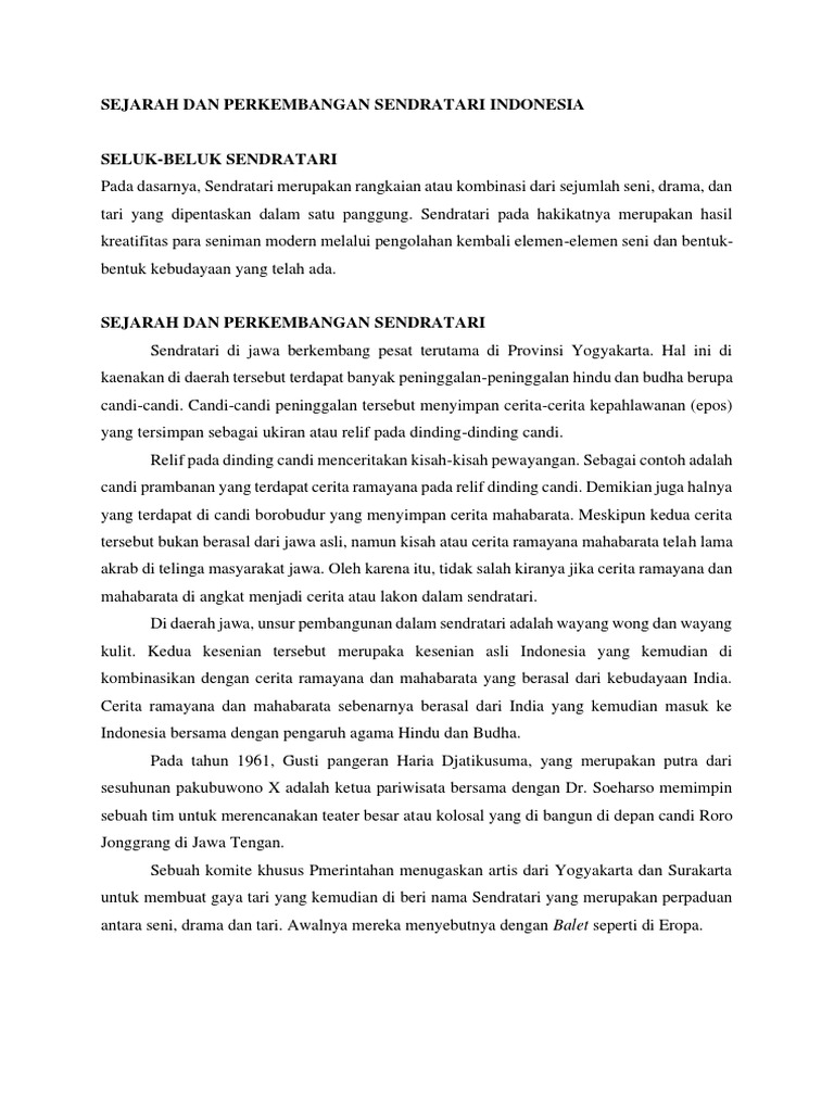 Sejarah Sendratari di Indonesia | PDF | Klasik