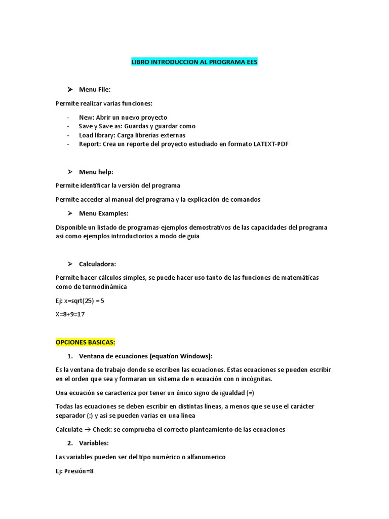 Resumen Libro Programa Ees | PDF | Ecuaciones | Variable (Matemáticas)