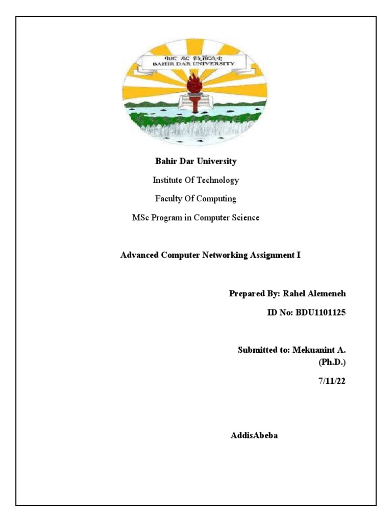 Bahir Dar University: Institute of Technology Faculty of Computing MSC ...
