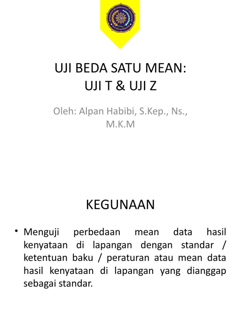 Uji Beda Satu Mean Uji Z Dan Uji T | PDF