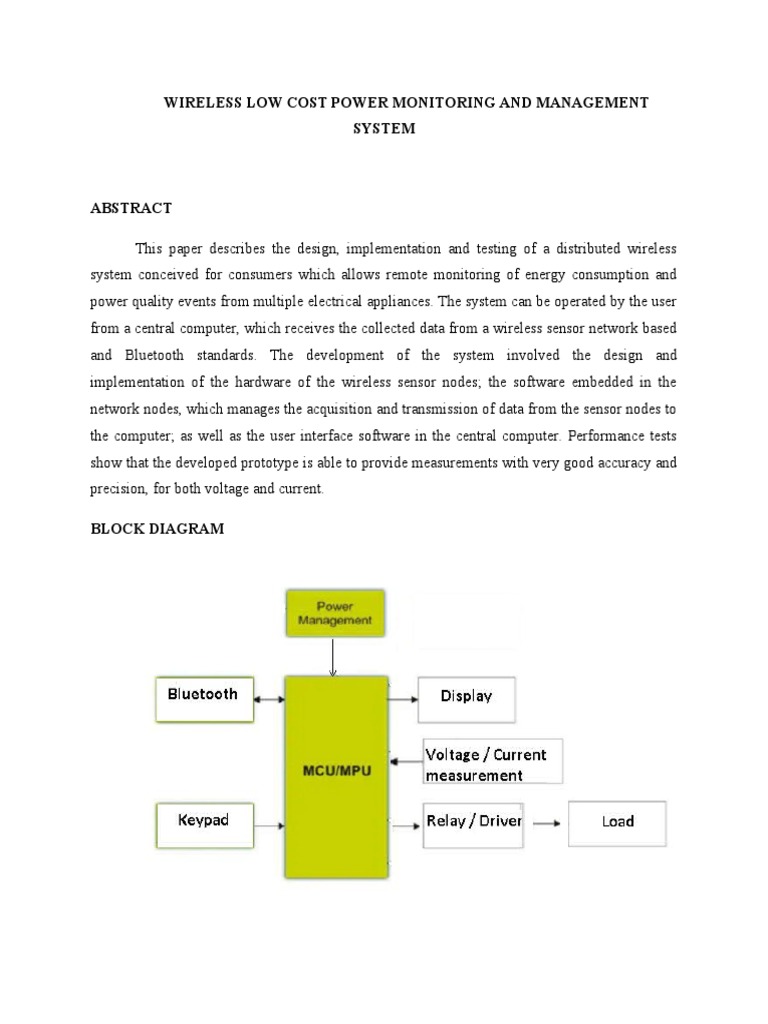 02-Wireless Low Cost Power Monitoring and Management System | PDF ...