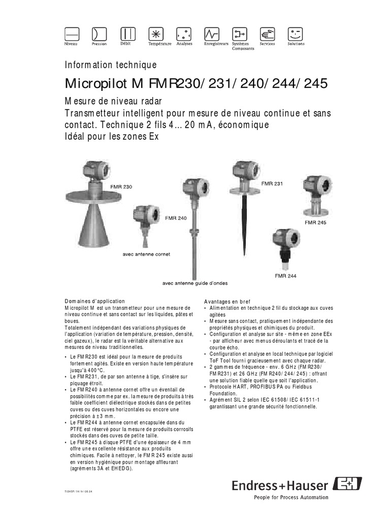 Micropilot M FMR230/231/240/244/245: Information Technique | PDF ...